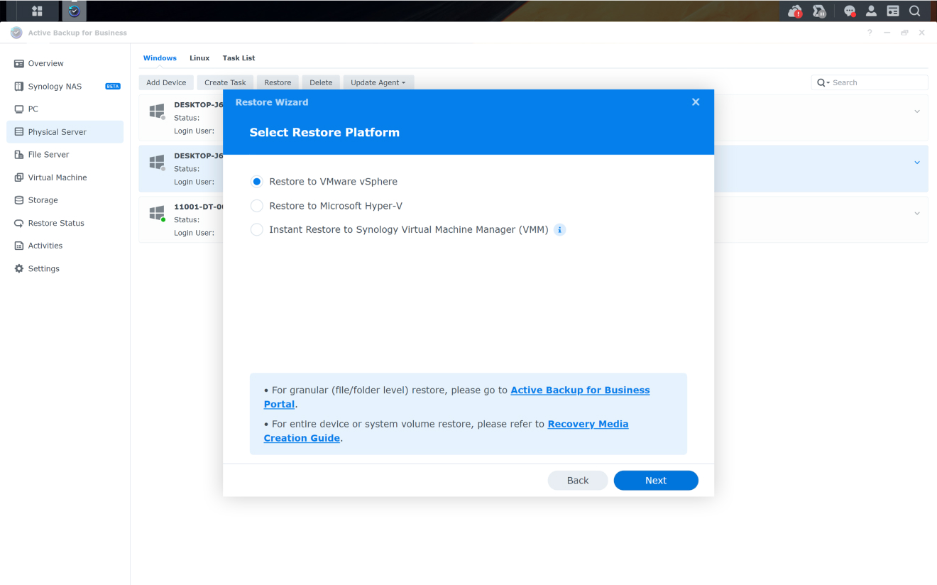 Active Backup for Business | 为您的物理服务器提供全栈保护 | 群晖科技 Synology Inc.